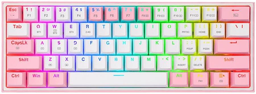 Teclado Redragon Fizz Pro White/Pink K616 RGB